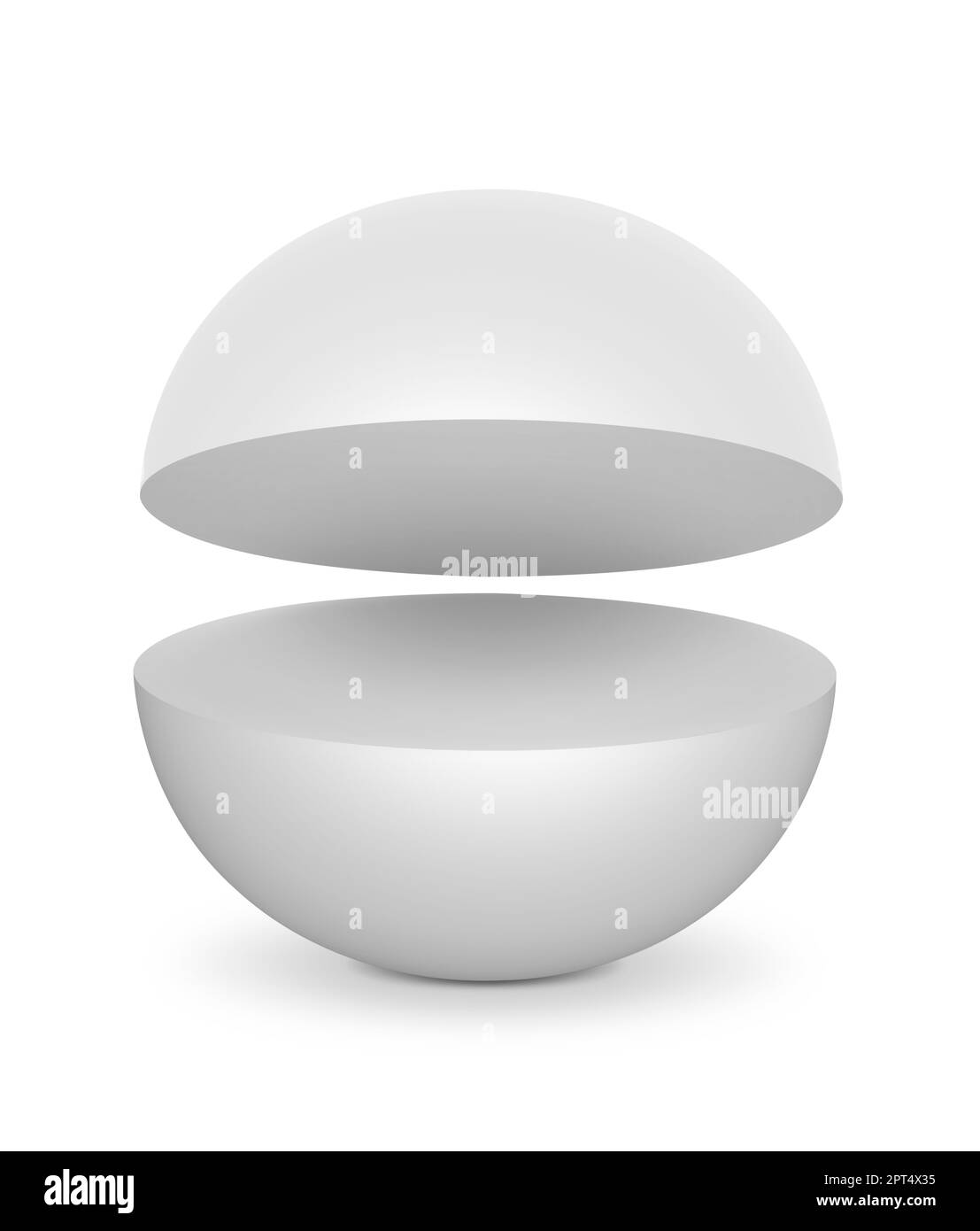 White Semi Sphere Mockup on white background. 3D render Stock Photo - Alamy