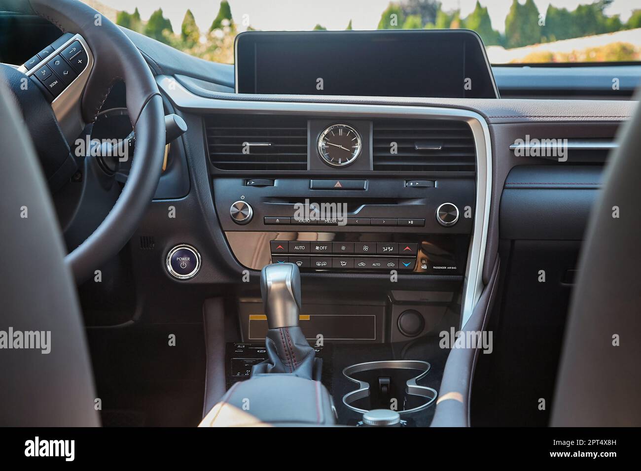 Car interior with leather seats, blanked out windows Stock Photo - Alamy