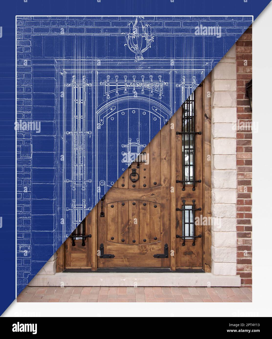 Before and After of Custom House Front Door Blueprint Drawing to ...