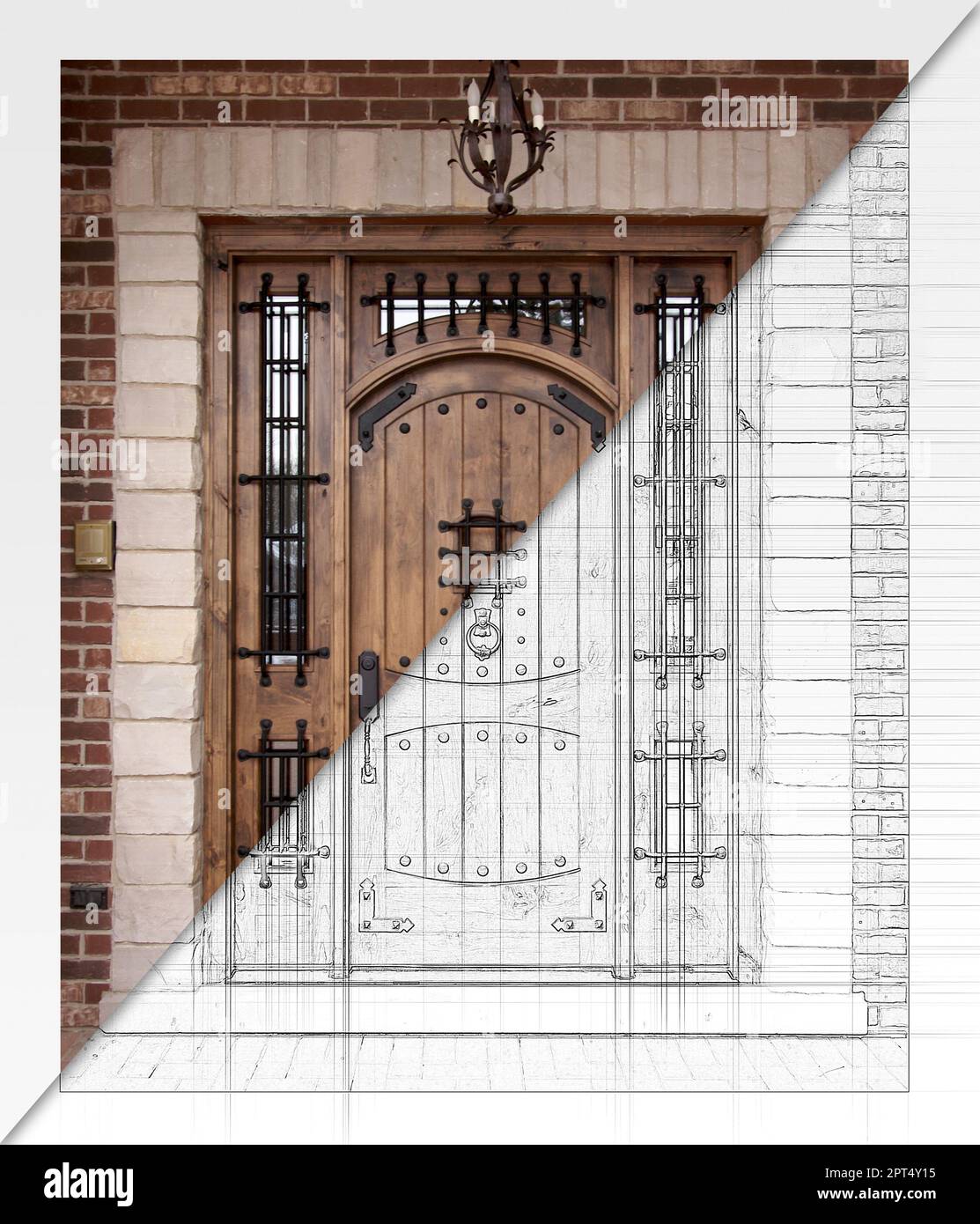 Before and After of Custom House Front Door Blueprint Drawing to ...