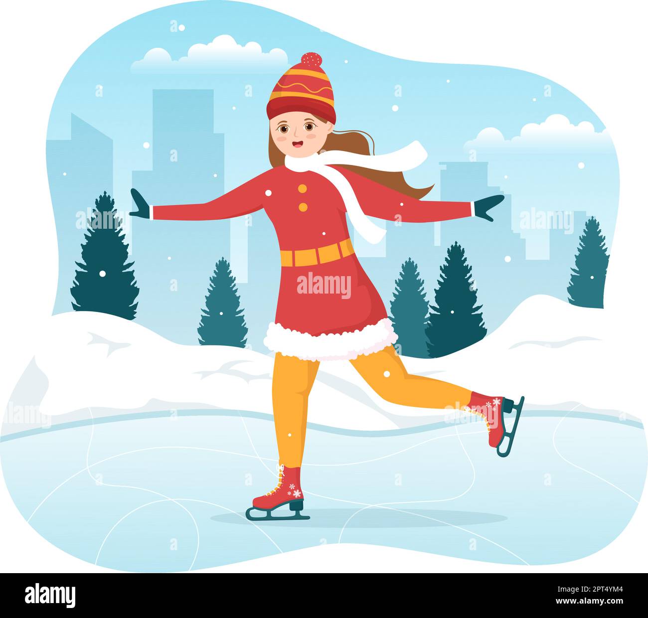 People Skating on Ice Rink Wearing Winter Clothes for Outdoor Activity ...