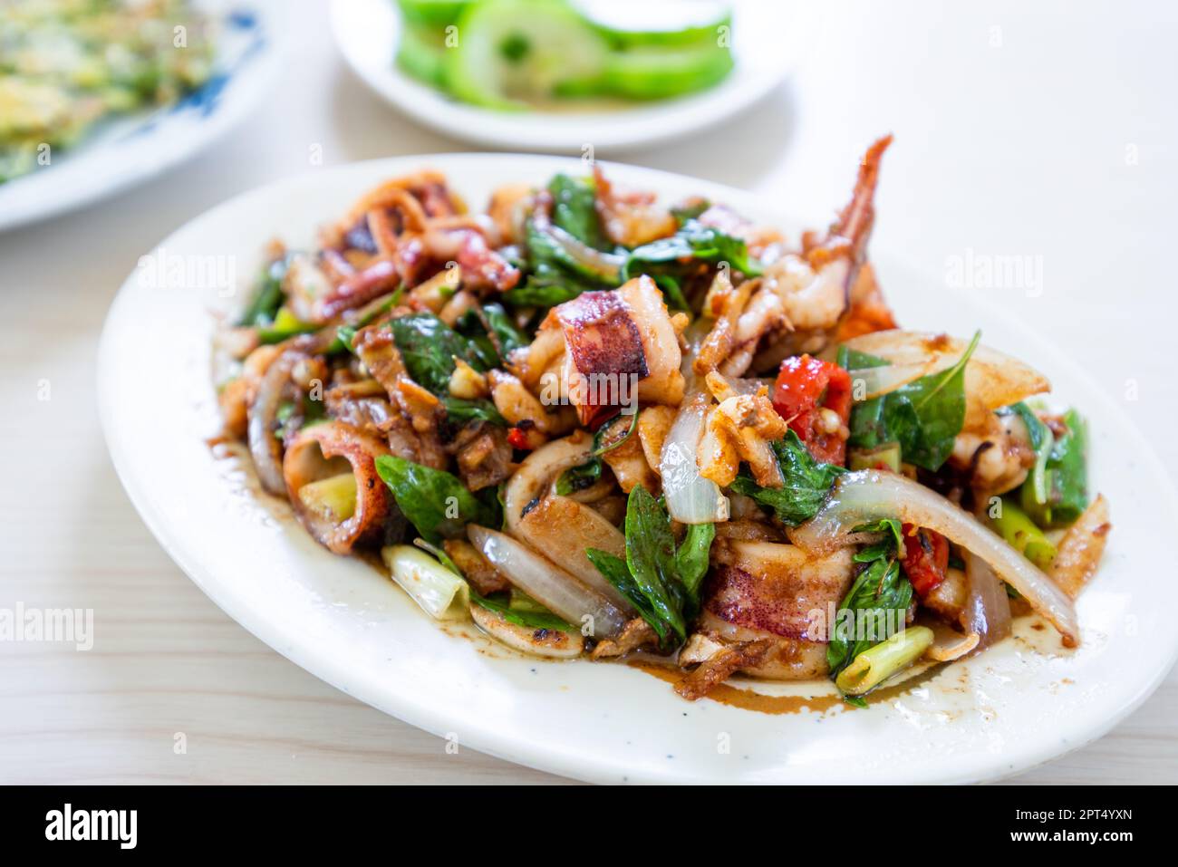 Fried squid dish seafood in Taiwan Stock Photo - Alamy