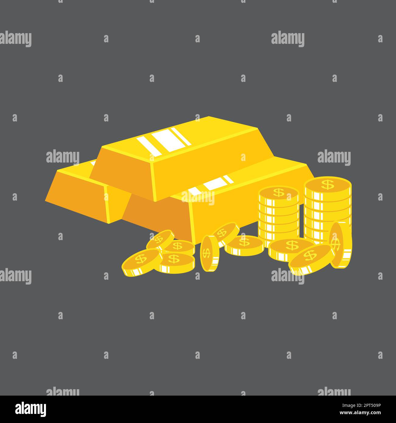 Pile gold bars and coins Stock Vector Images - Alamy