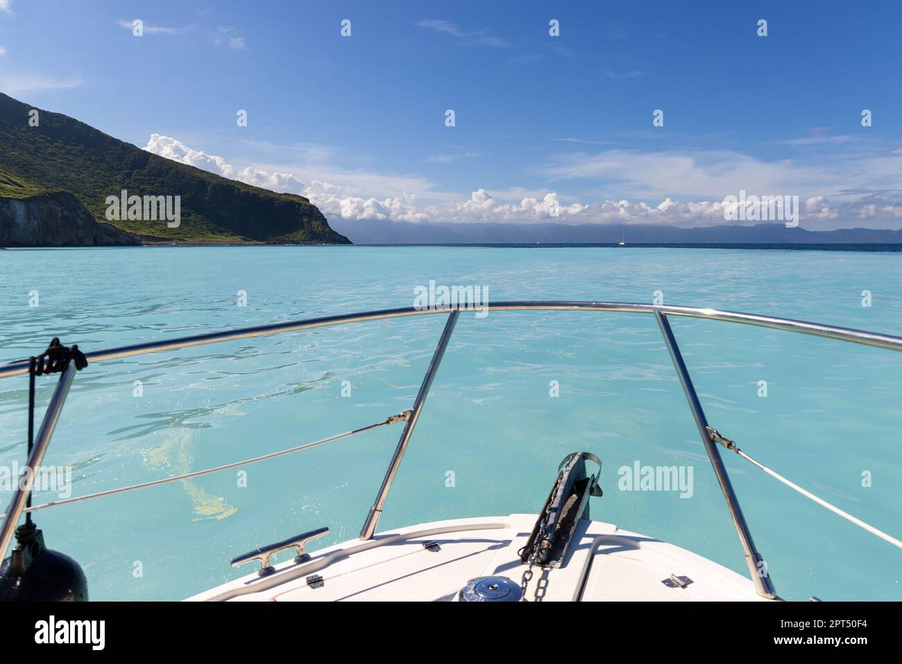 Sail Yacht heading to Milk Sea in Guishan island of Yilan Stock Photo ...