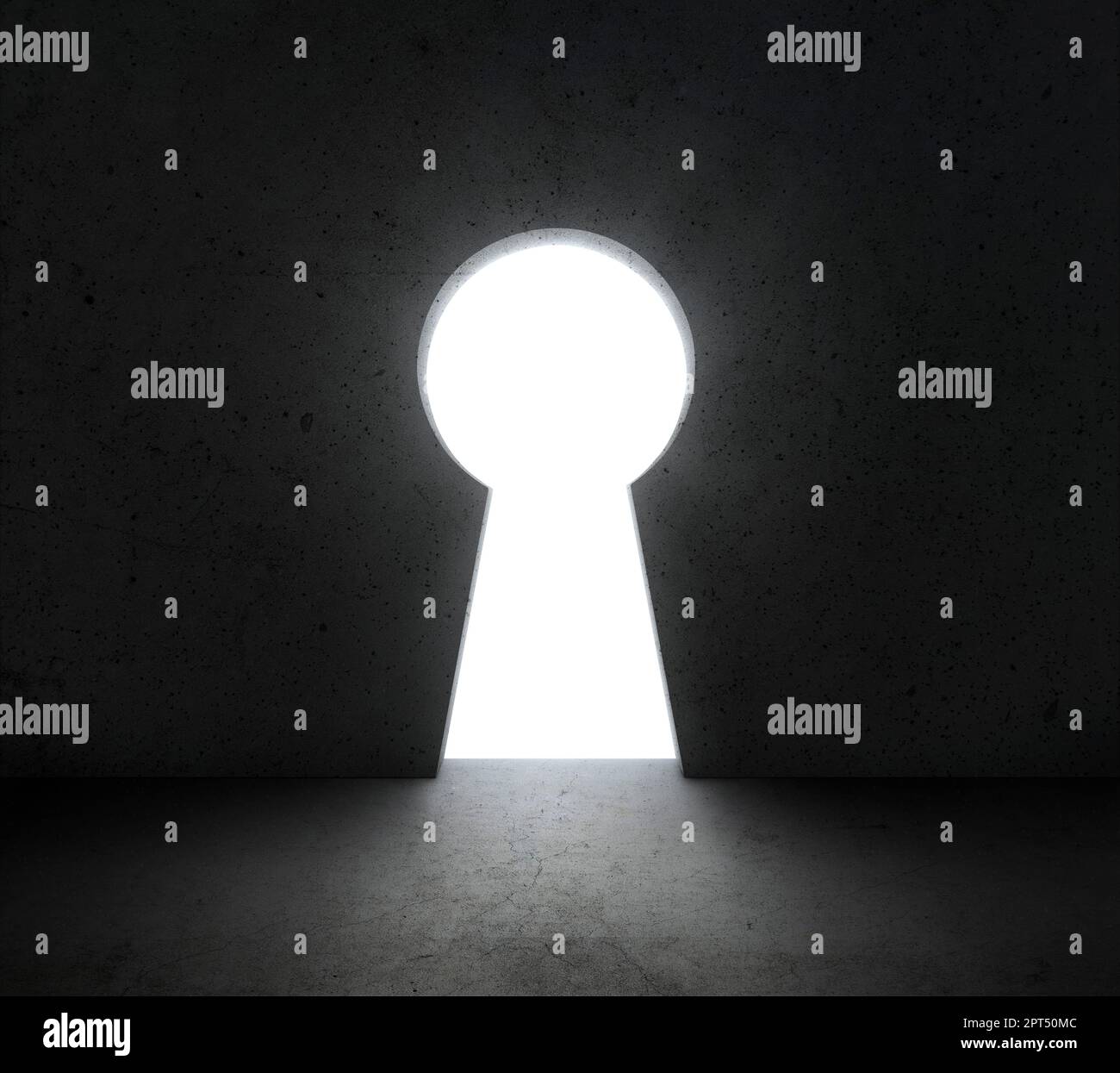 Front of bright big keyhole door, in a concrete wall Stock Photo - Alamy