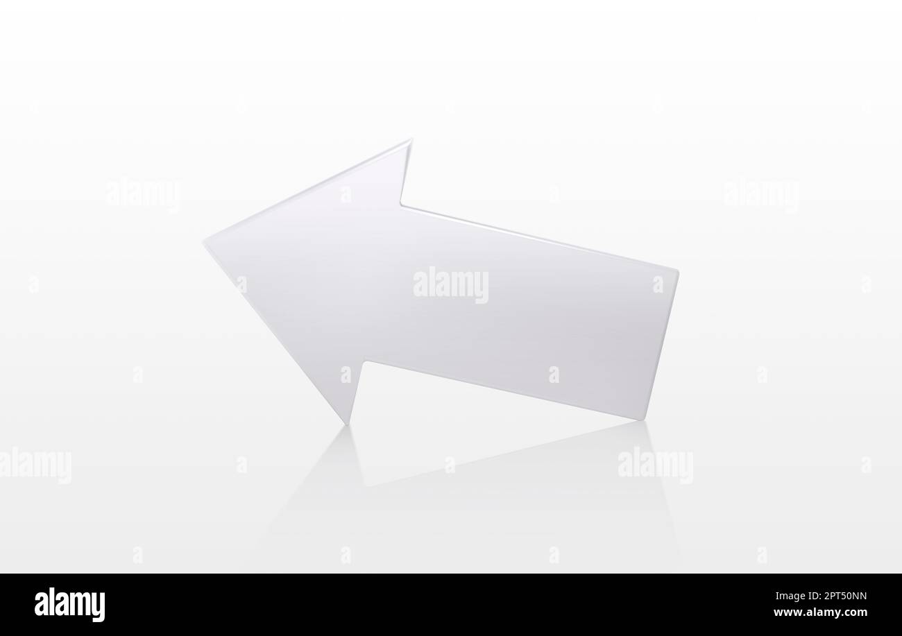White arrow - 3d render isolated on a white background Stock Photo - Alamy