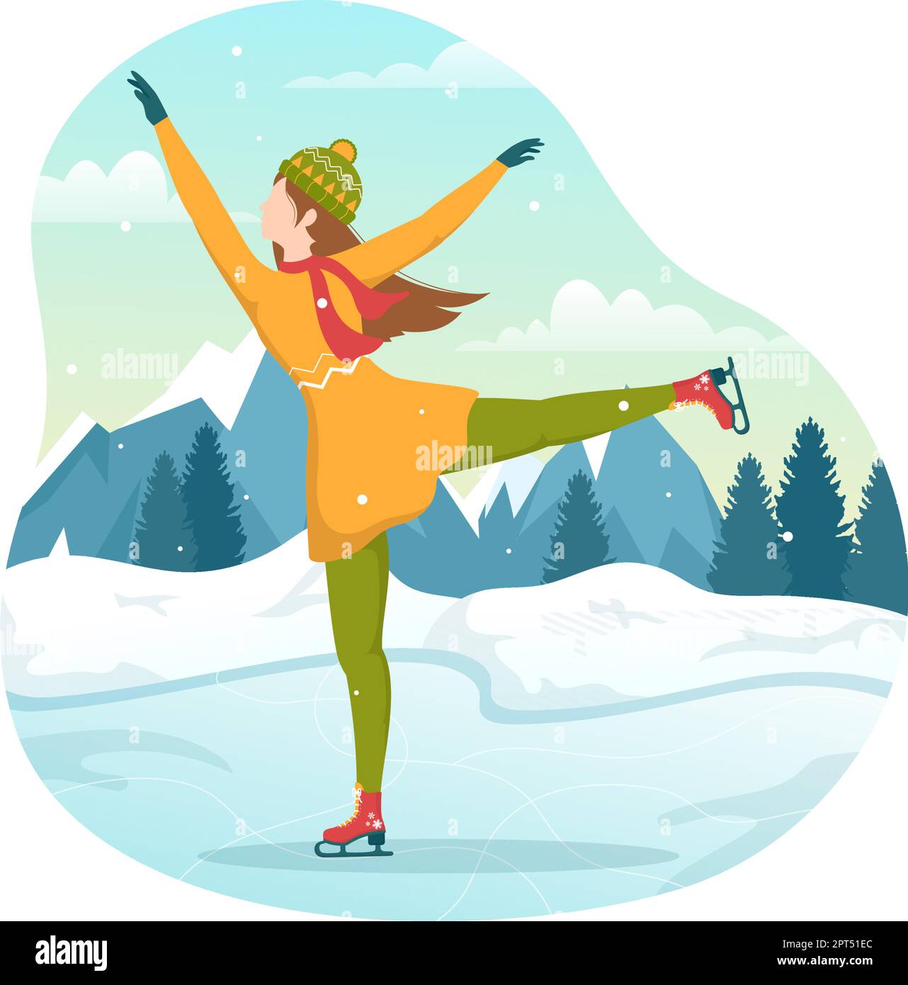 People Skating on Ice Rink Wearing Winter Clothes for Outdoor Activity ...