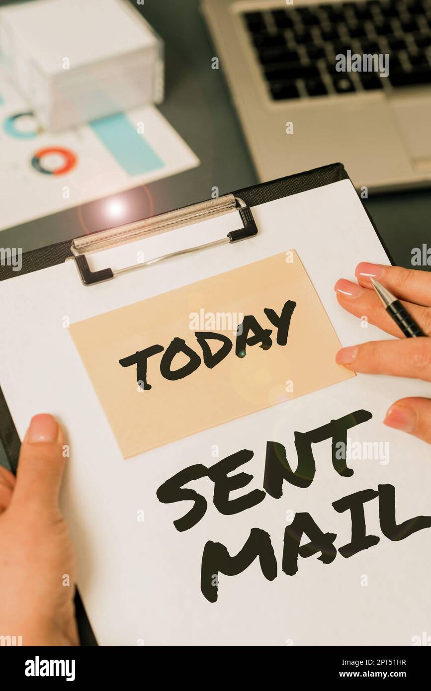 Text caption presenting Sent Mail, Business showcase Event where a ...