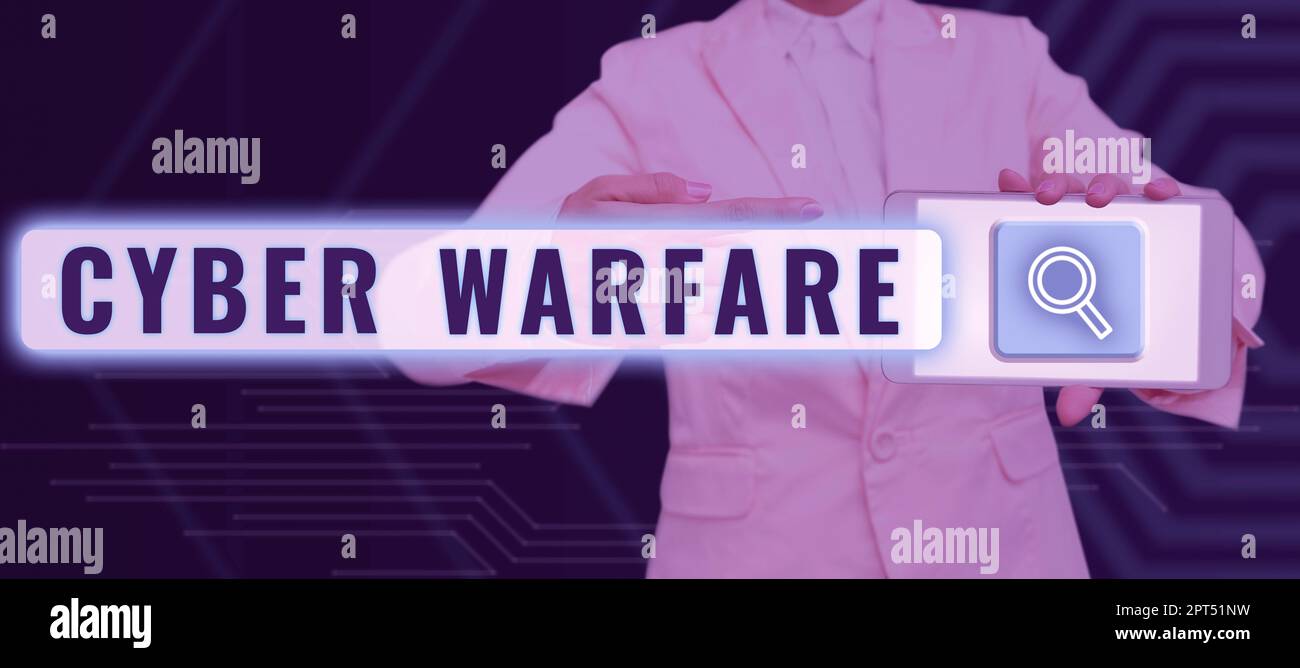 Text showing inspiration Cyber Warfare, Word for Virtual War Hackers ...