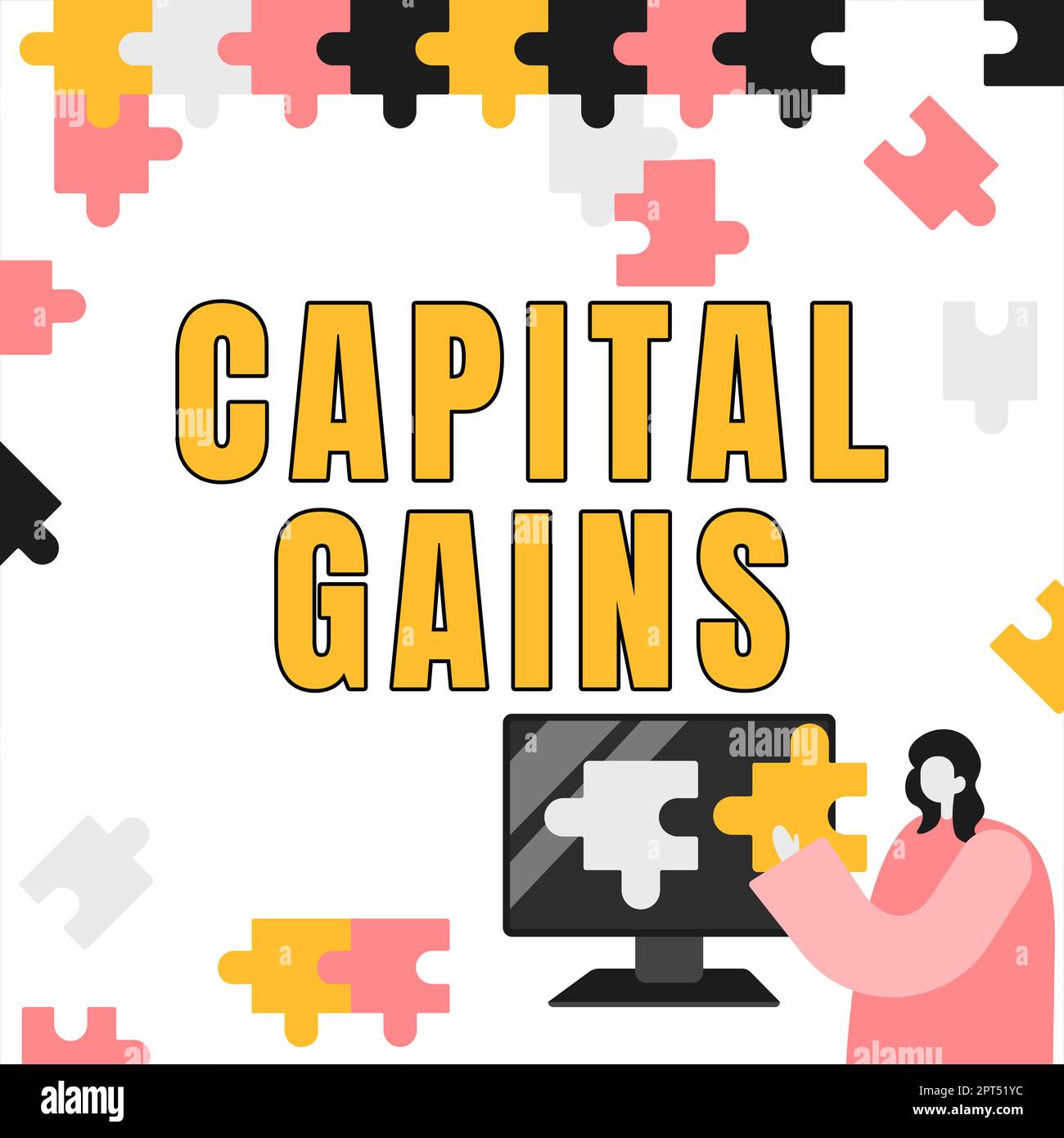 Writing displaying text Capital Gains, Business idea Bonds Shares ... Writing displaying text Capital Gains, Business idea Bonds Shares ...