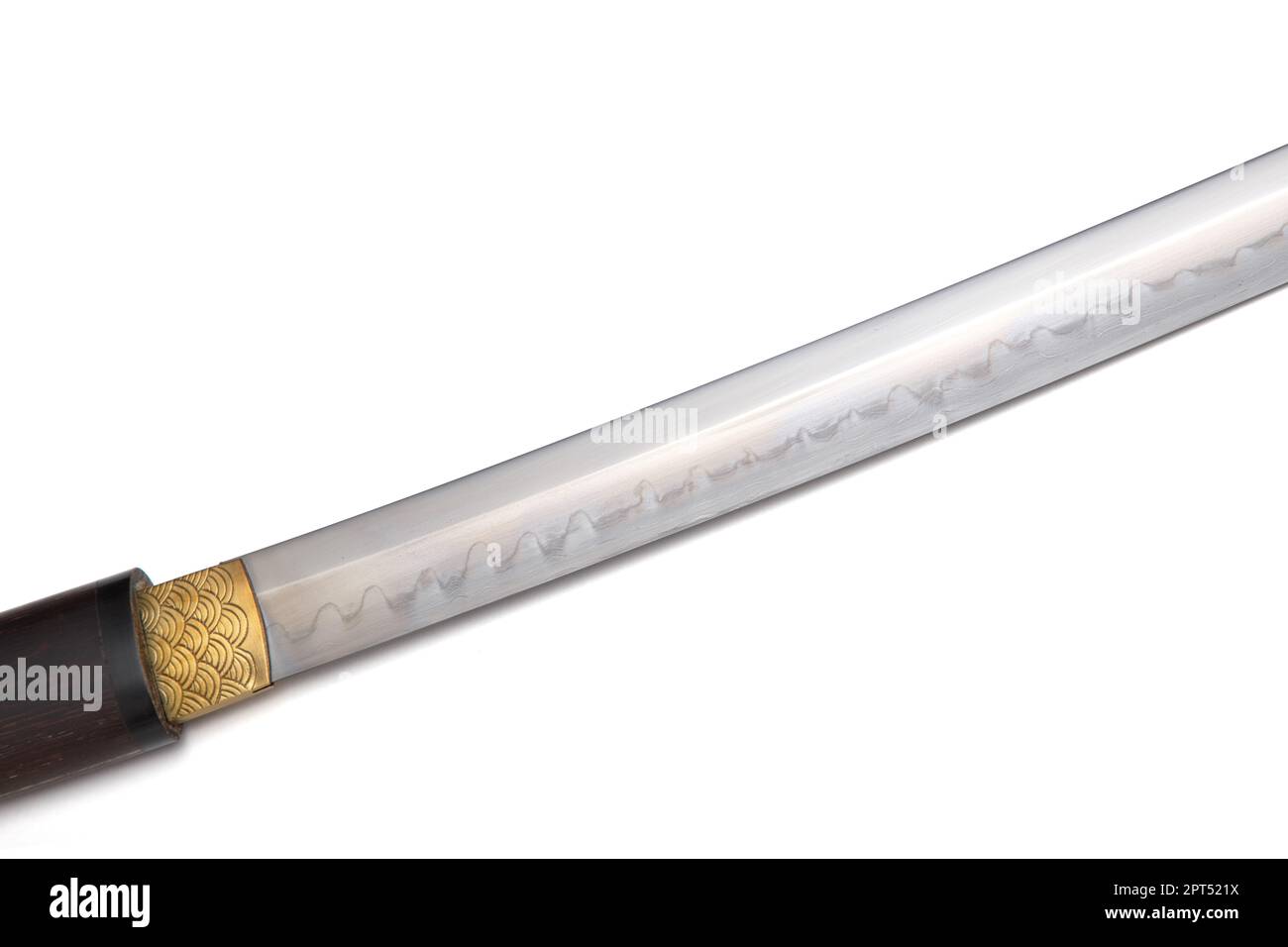 Japanese sword blade (made in China) on white background. Selective ...