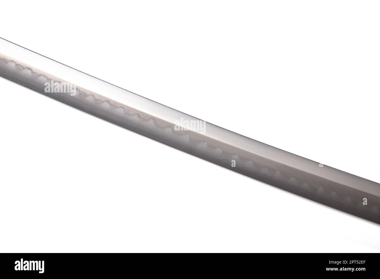 Japanese sword blade (made in China) on white background. Soft focus ...