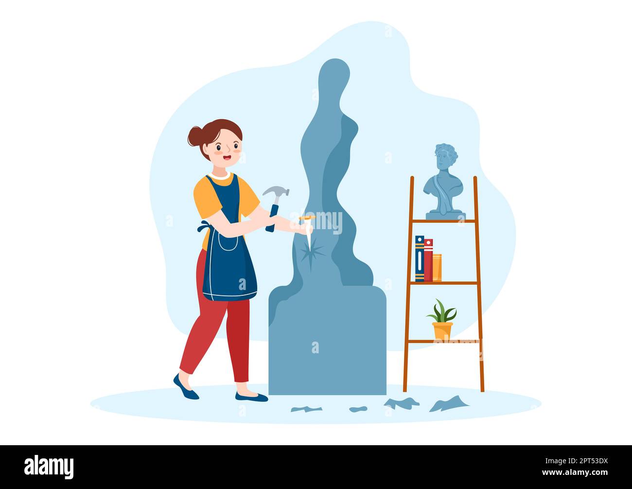 a Sculptor is Carving Sculpture to Form a Work and Will be on Display ...