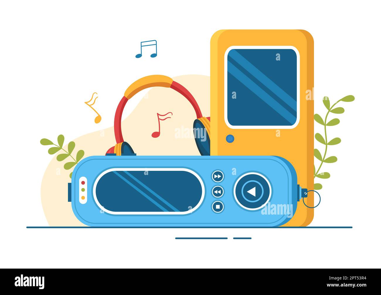 MP3 Player with Headphones, Headset and Phone of Music Listening ...