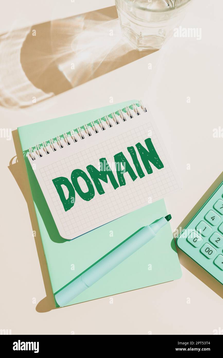 Hand writing sign Domain, Internet Concept identification string that ...