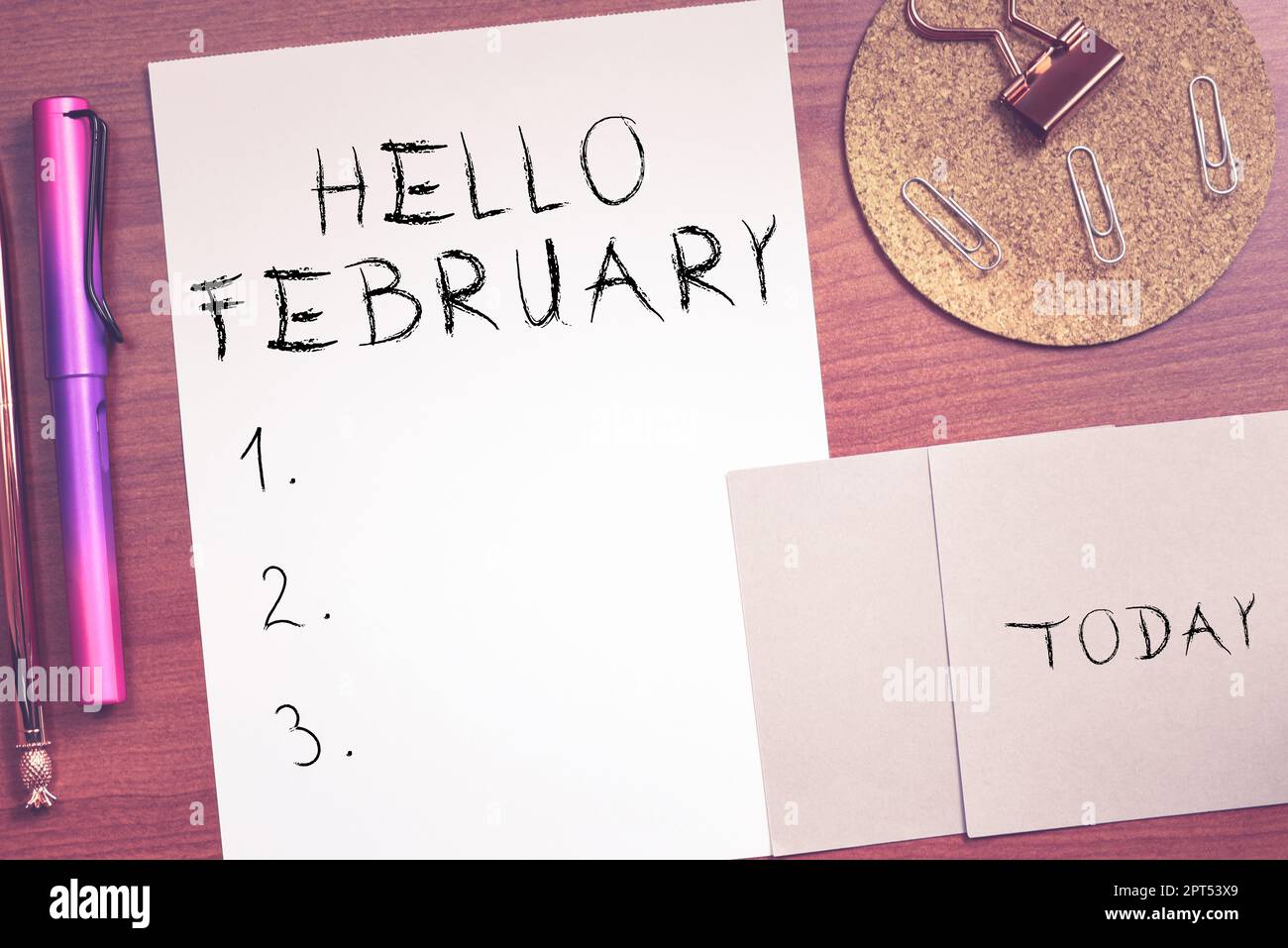 Conceptual caption Hello February, Business idea greeting used when ...