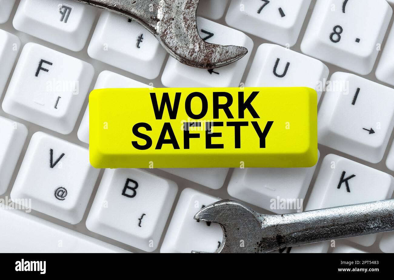 Hand writing sign Work Safety, Concept meaning preventive measures ...