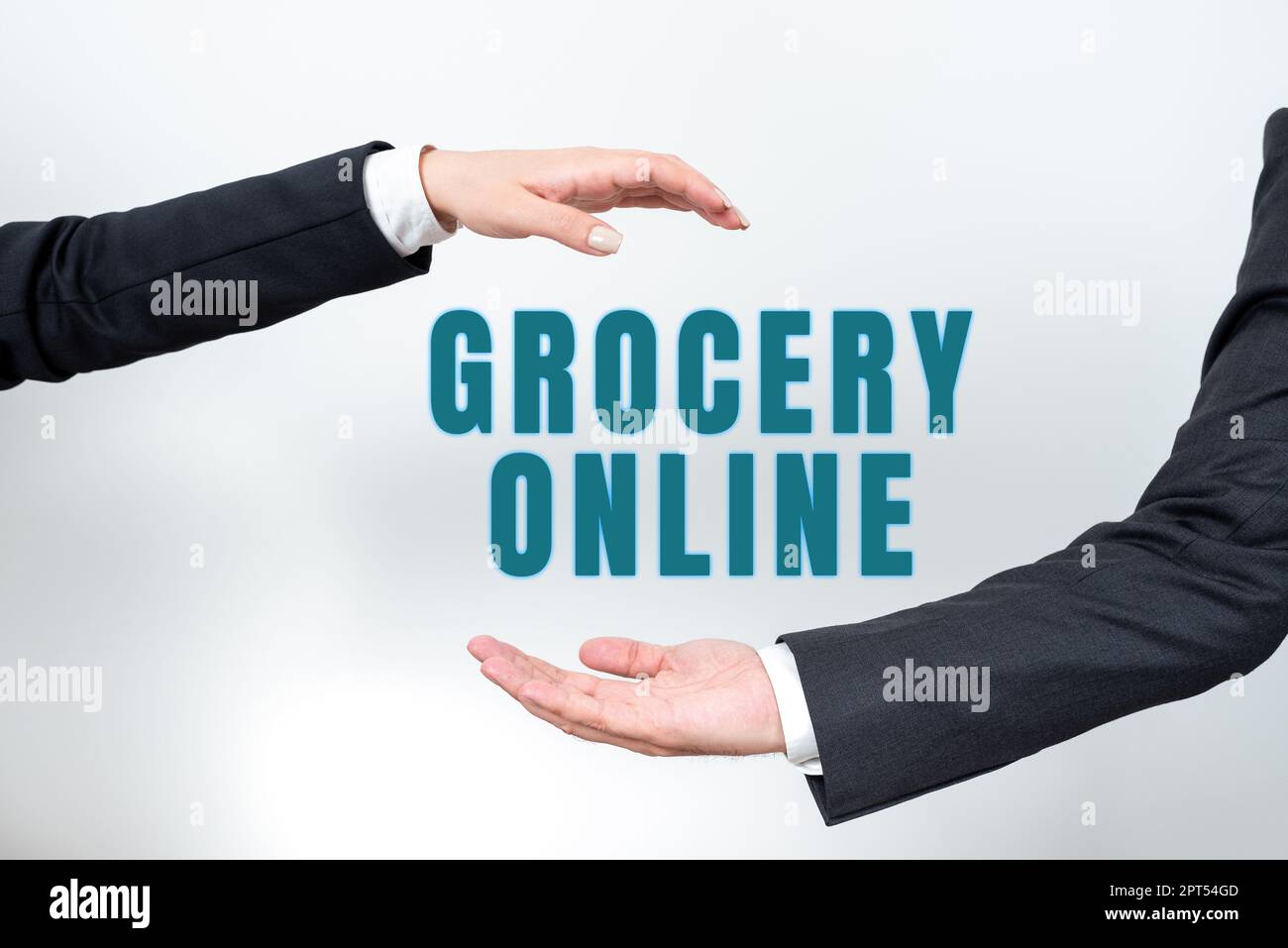 Hand writing sign Grocery Online, Business showcase digital version of ...