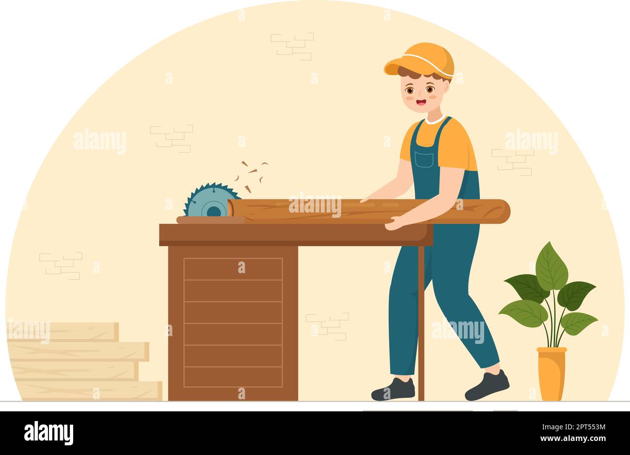 Using chainsaw Stock Vector Images - Alamy