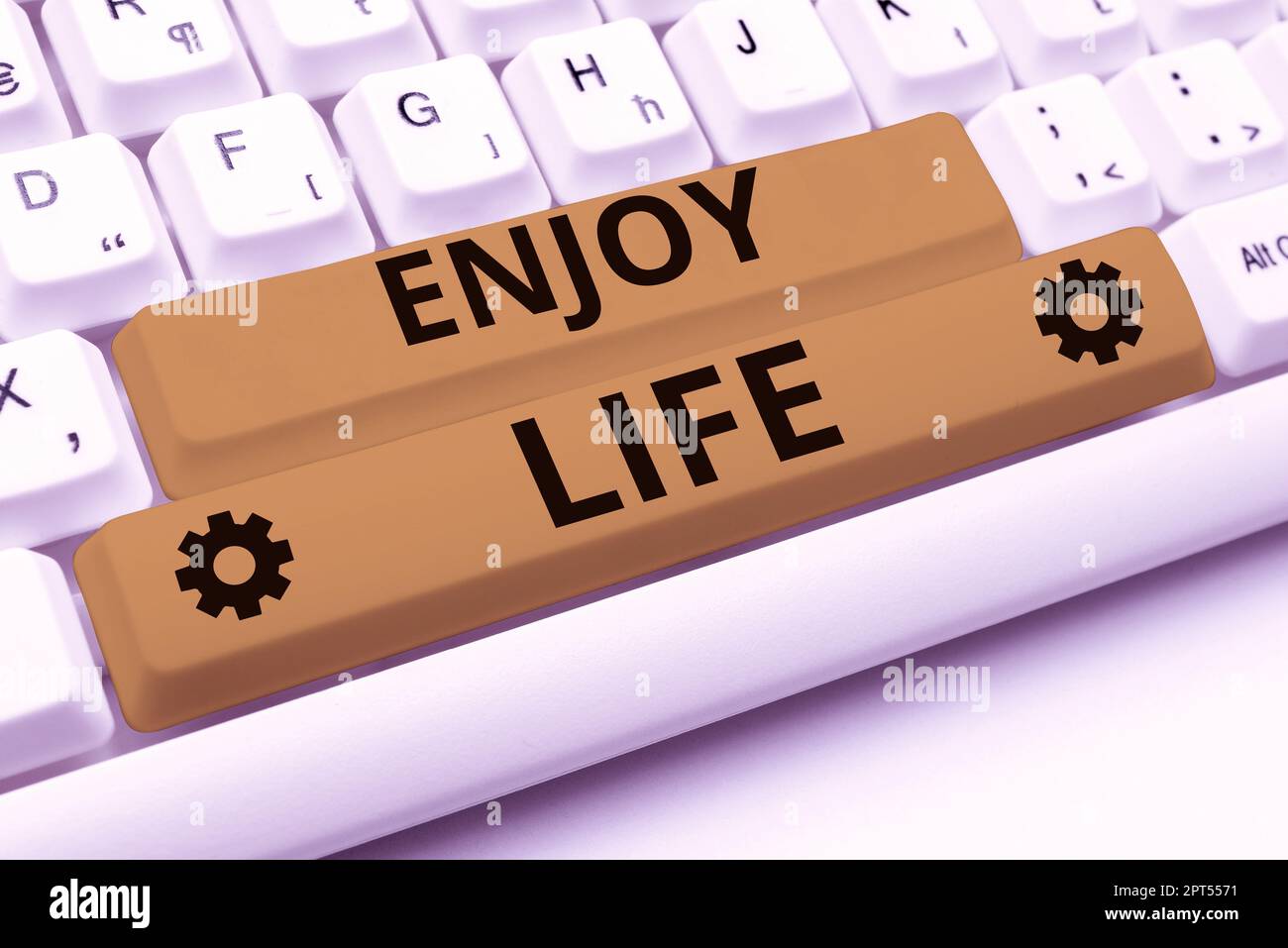 Hand writing sign Enjoy Life, Word Written on Any thing, place,food or ...