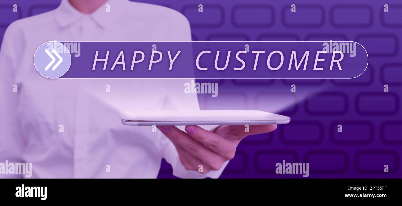Conceptual caption Happy Customer, Business showcase highest ... Conceptual caption Happy Customer, Business showcase highest ...