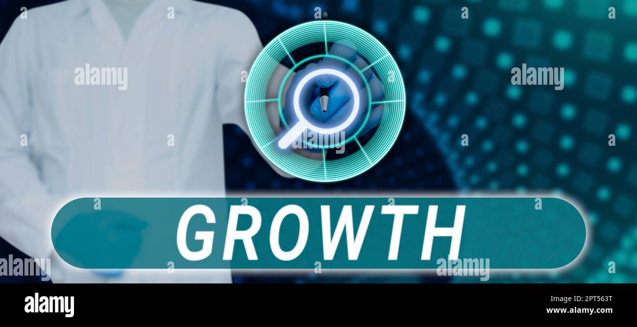 Sign displaying Growth, Word Written on progressive acquisition of ...