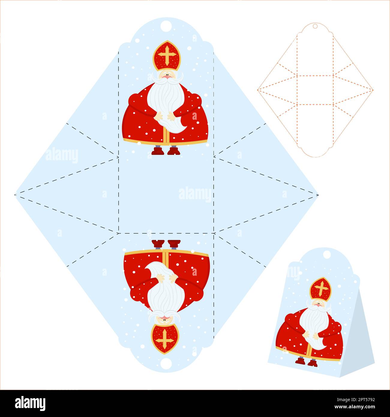 Gift box template. cut and bend. Isolated. Christmas pattern. Blank ...