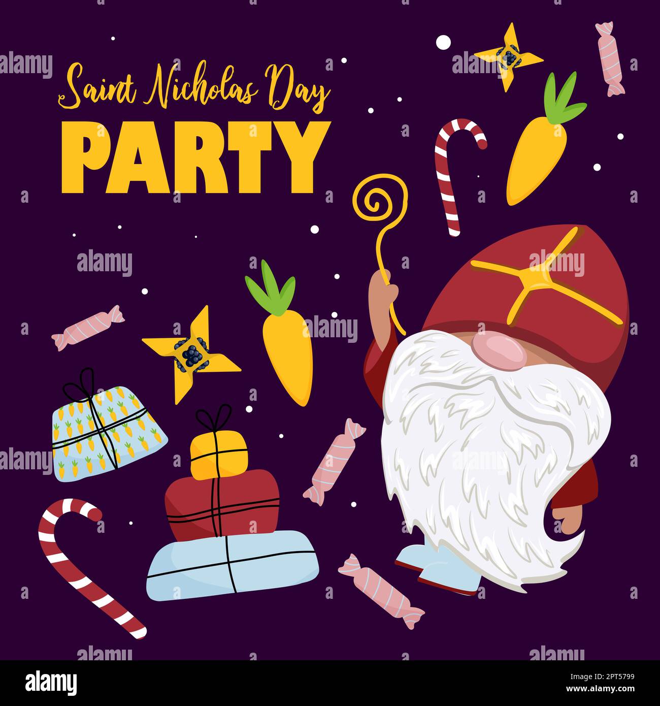 Saint Nicholas party. Invitation poster for St. Nicholas Day character ...