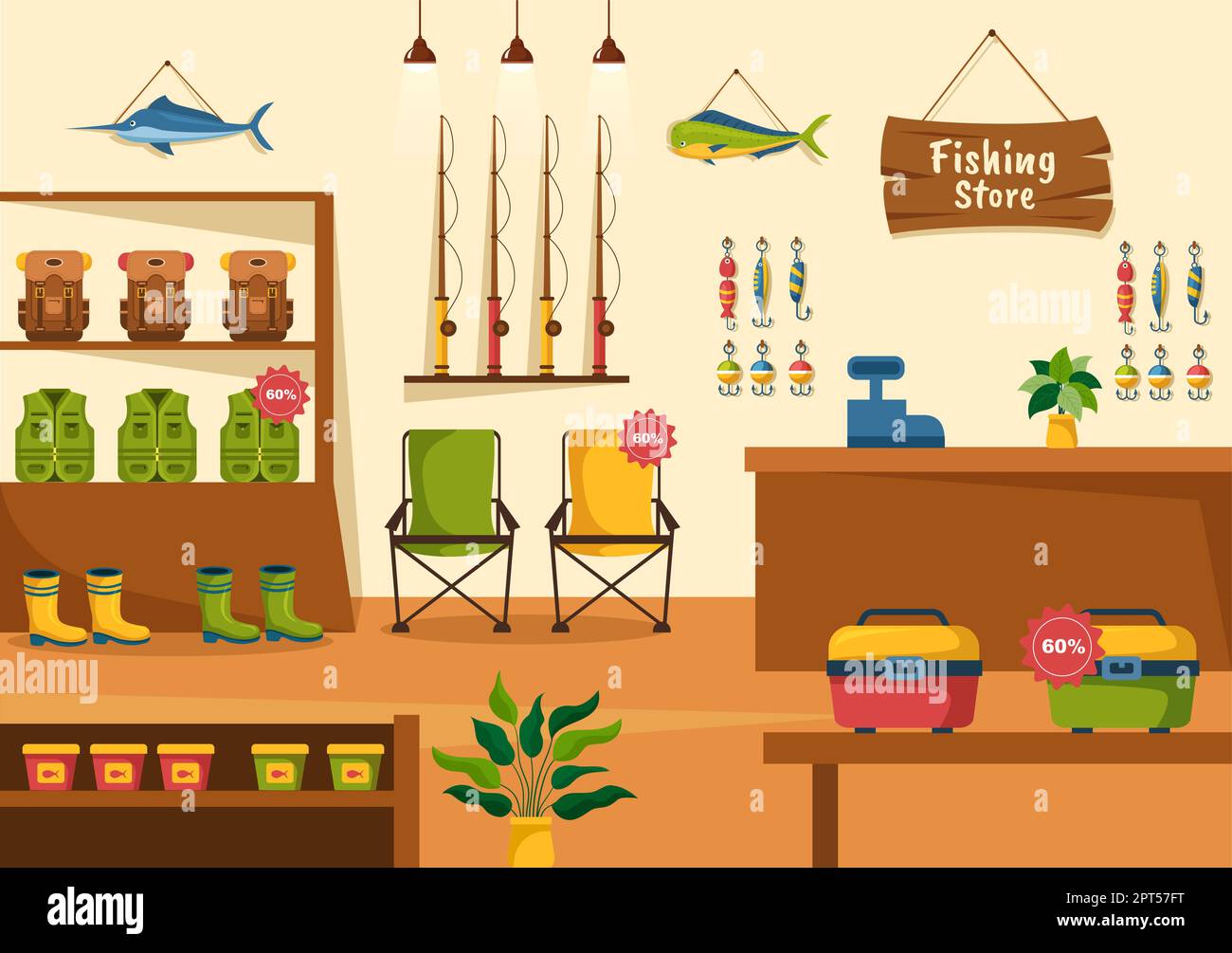 Fishing Shop Selling Various Fishery Equipment, Bait, Fish Catching ...