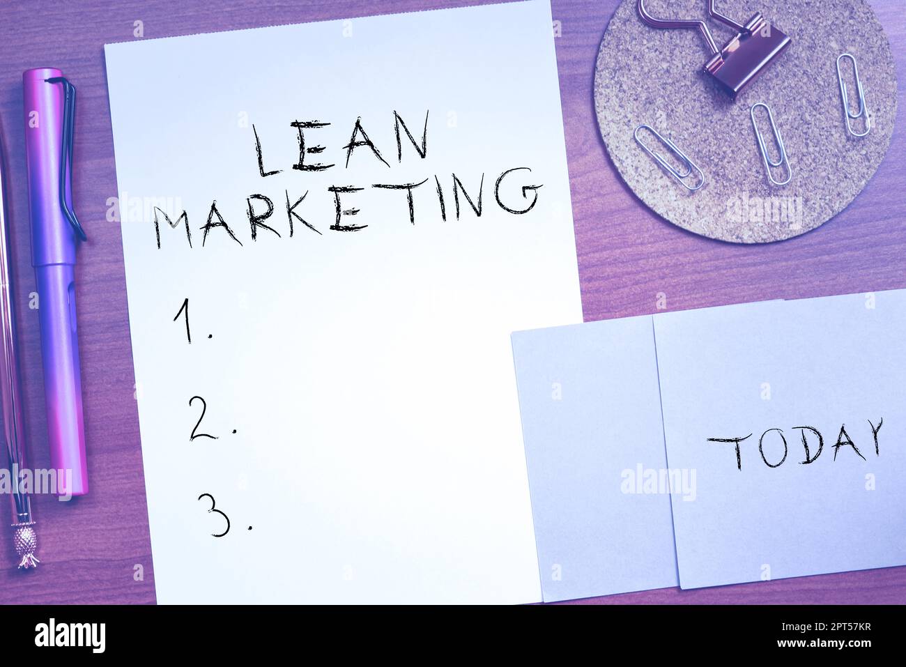 Sign displaying Lean Marketing, Business overview in charge of testing ...