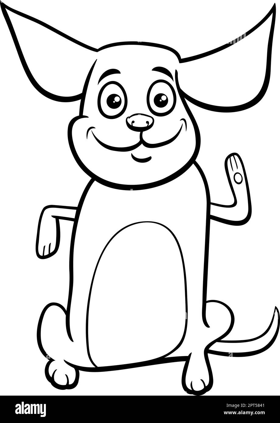 cartoon dog character waving his paw coloring page Stock Vector Image ...