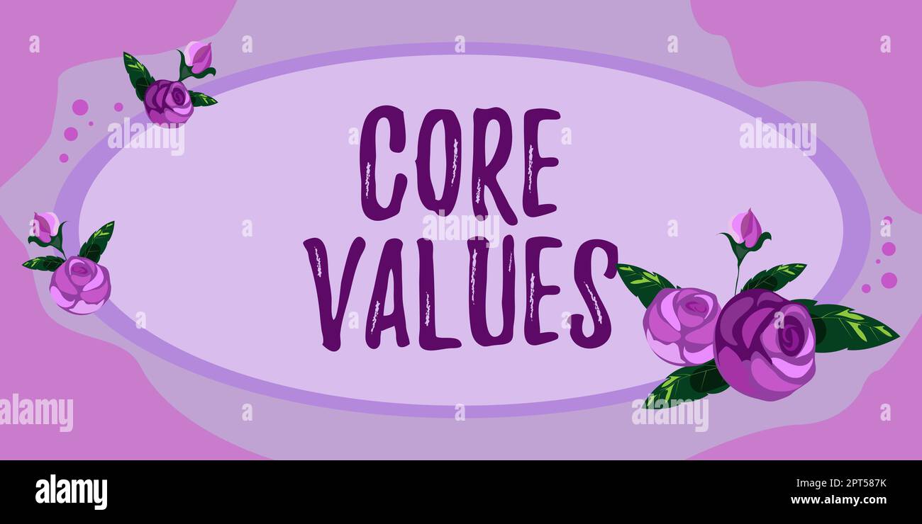 Hand writing sign Core Values, Word for principles which guide and ...