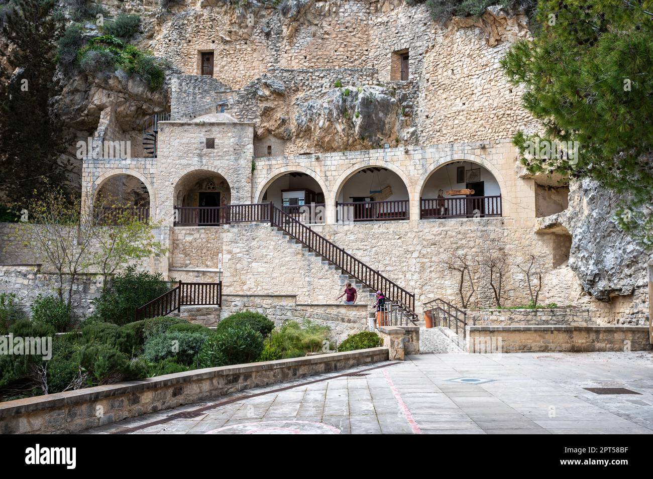 Susuz, Cyprus - March 27, 2023 - Inner court and garden of the Saint ...