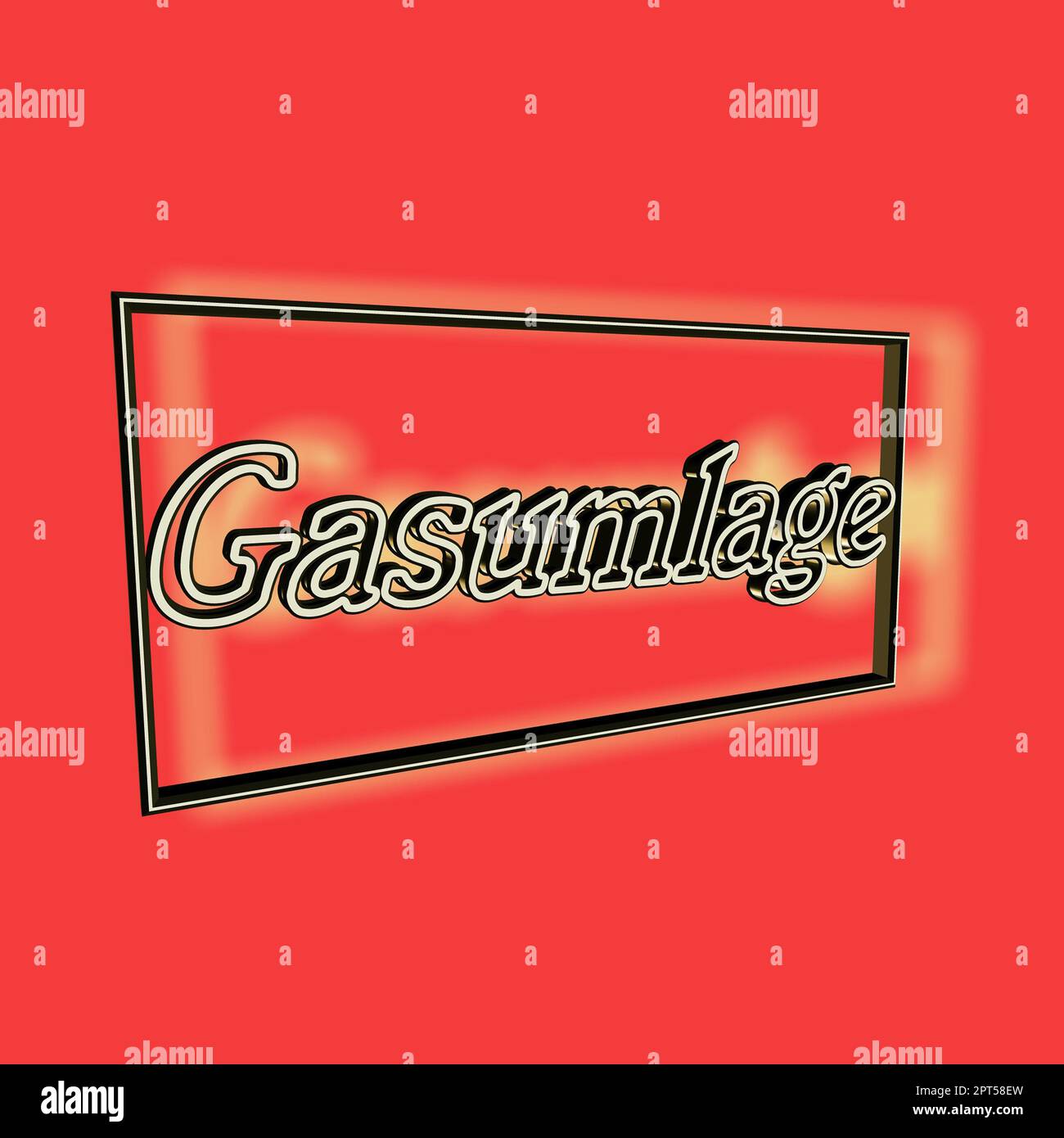 "Gasumlage" = "Gas allocation" - word, lettering or text as a 3D ...