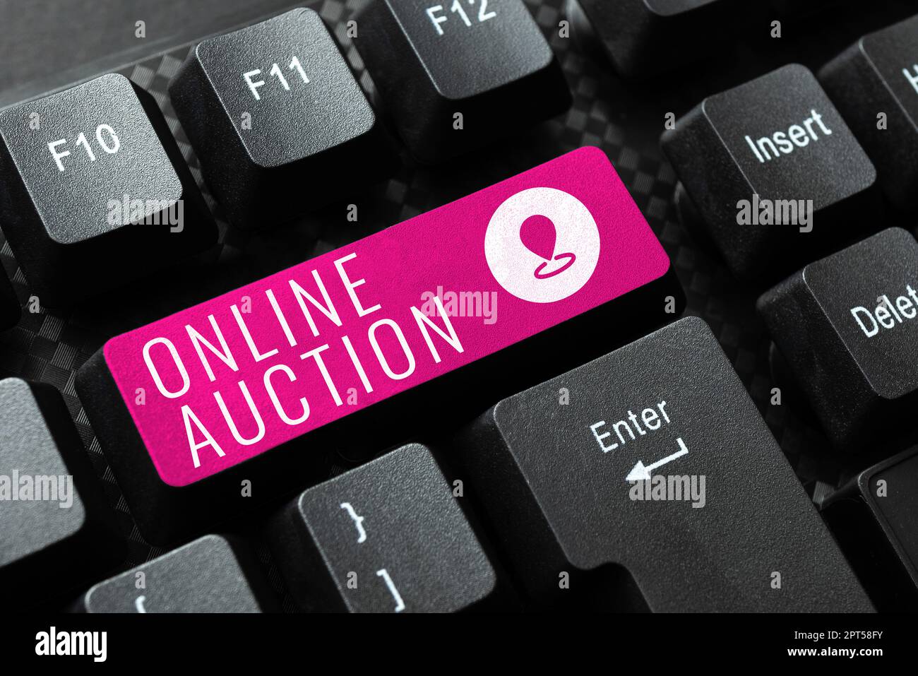Sign displaying Online Auction, Word Written on digitized sale event ...