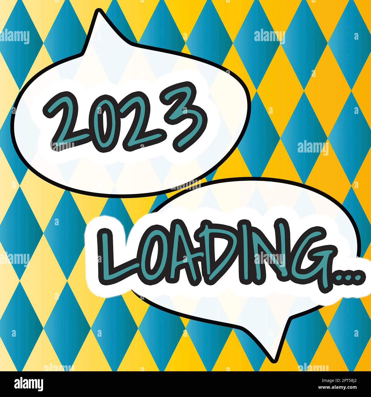 Hand writing sign 2023 Loading..., Word Written on a year composed of a series of events that ...