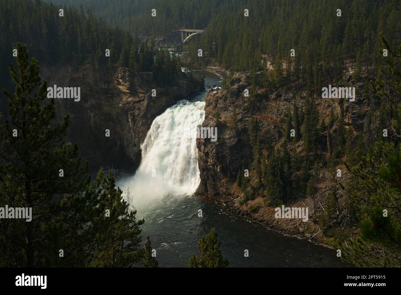 Upper Falls of the Yellowstone River in Yellowstone National Park, seen ...