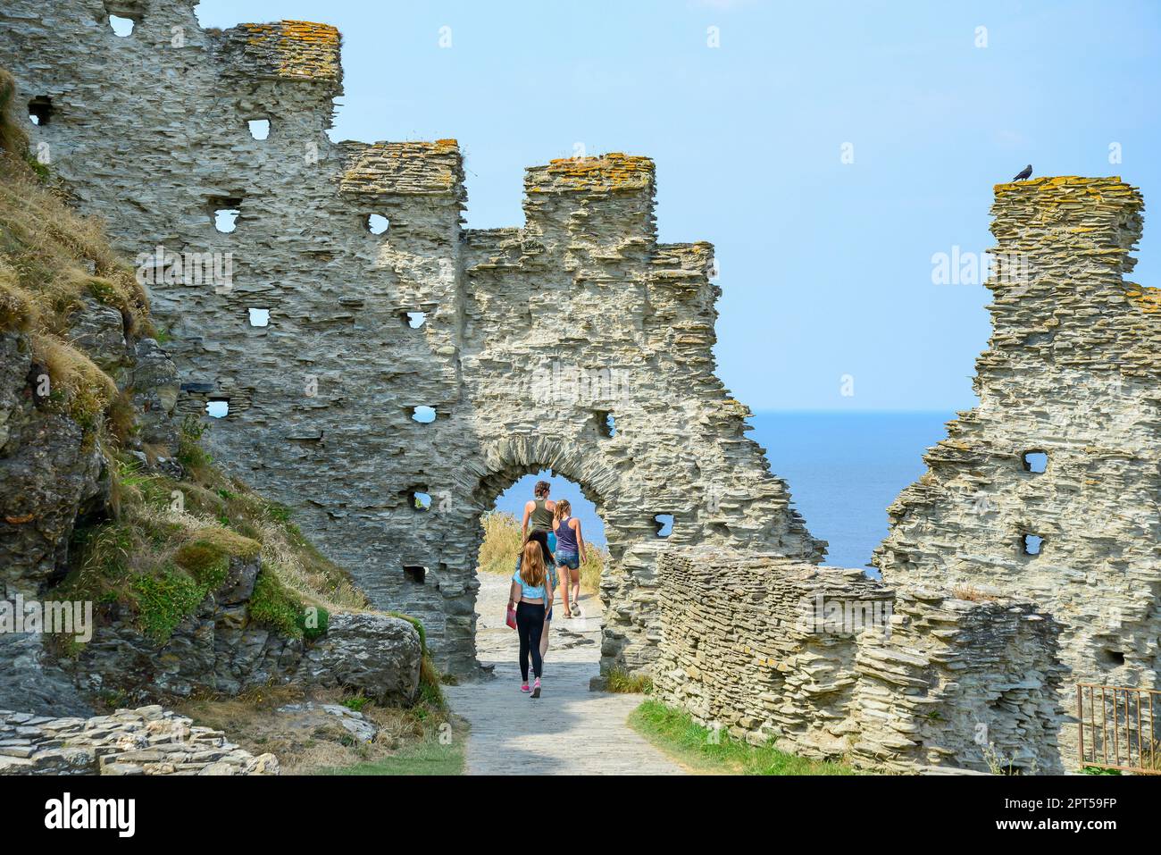 Ruins of Norman castle at Tintagel Castle, (legendary birthplace of ...