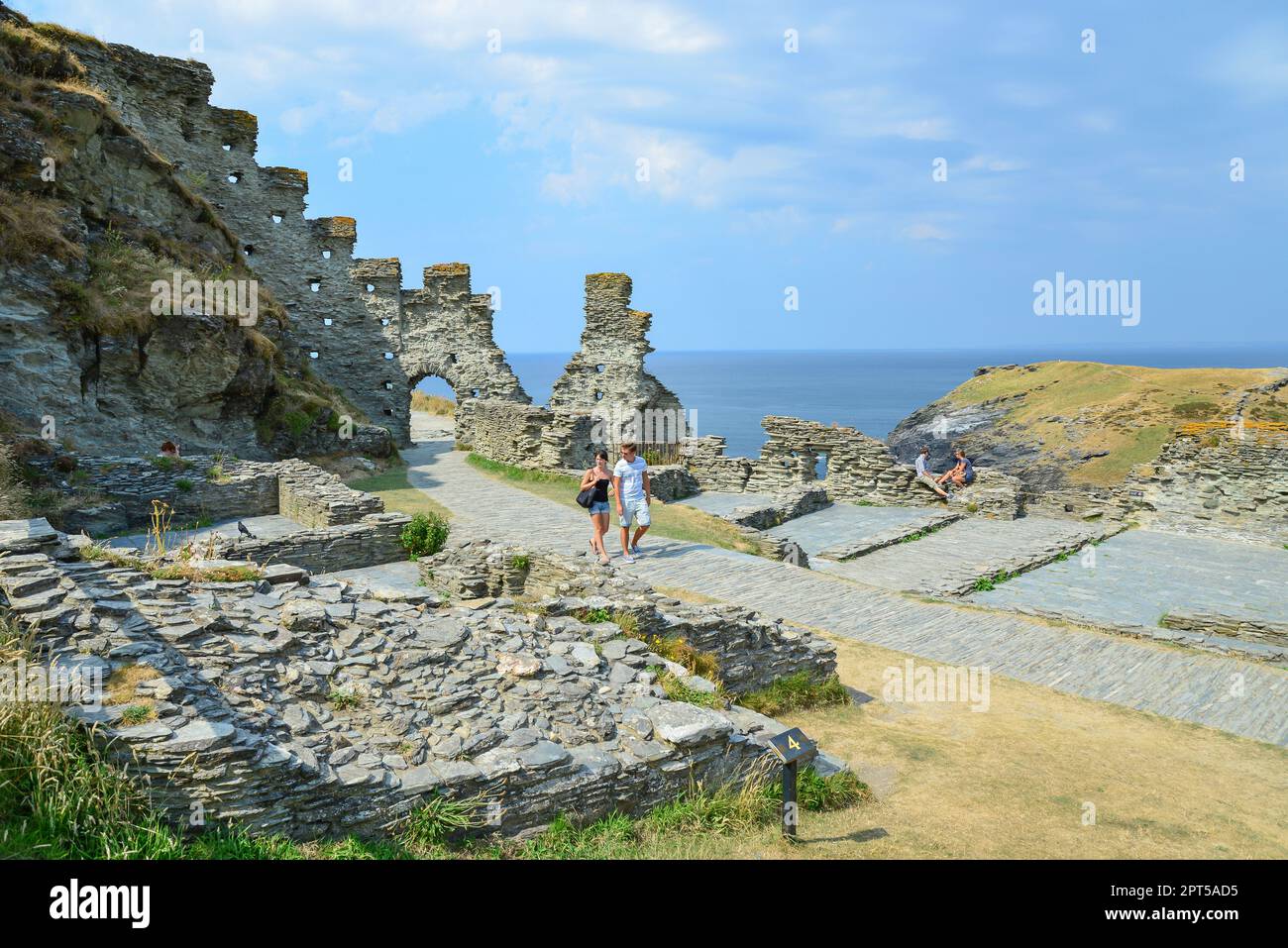 Ruins of Norman castle at Tintagel Castle, (legendary birthplace of ...
