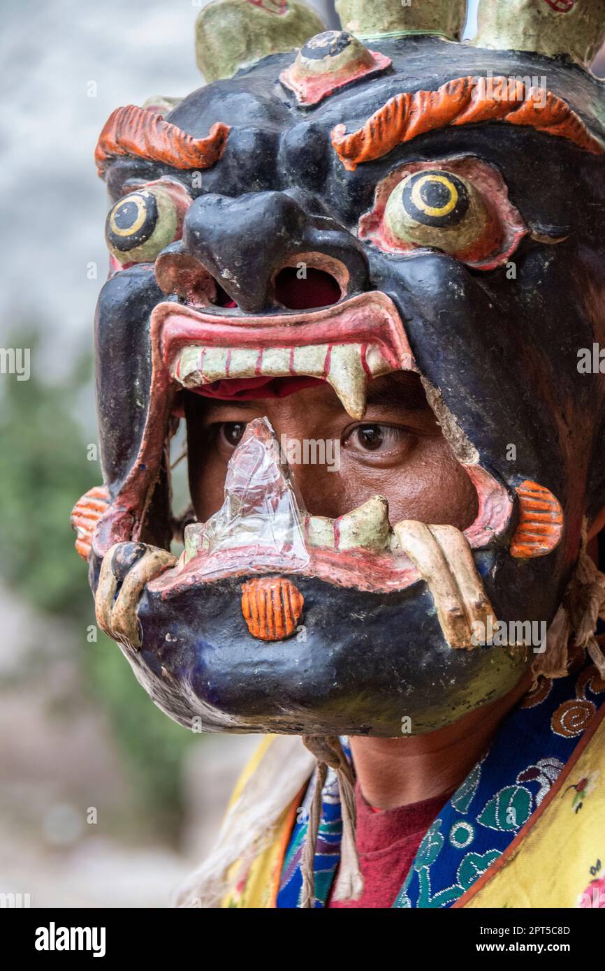 A Masked Monk at Stongdey Monastery Festival, Zanskar, Ladakh, India ...