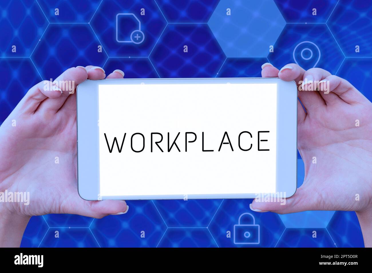 Hand writing sign Workplace, Word Written on Area where you can find ...