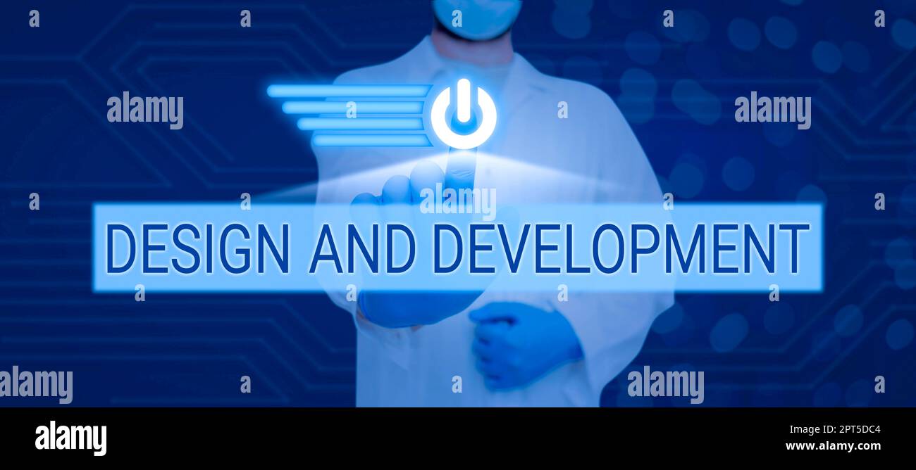 Text sign showing Design And Development, Business concept Defining the ...