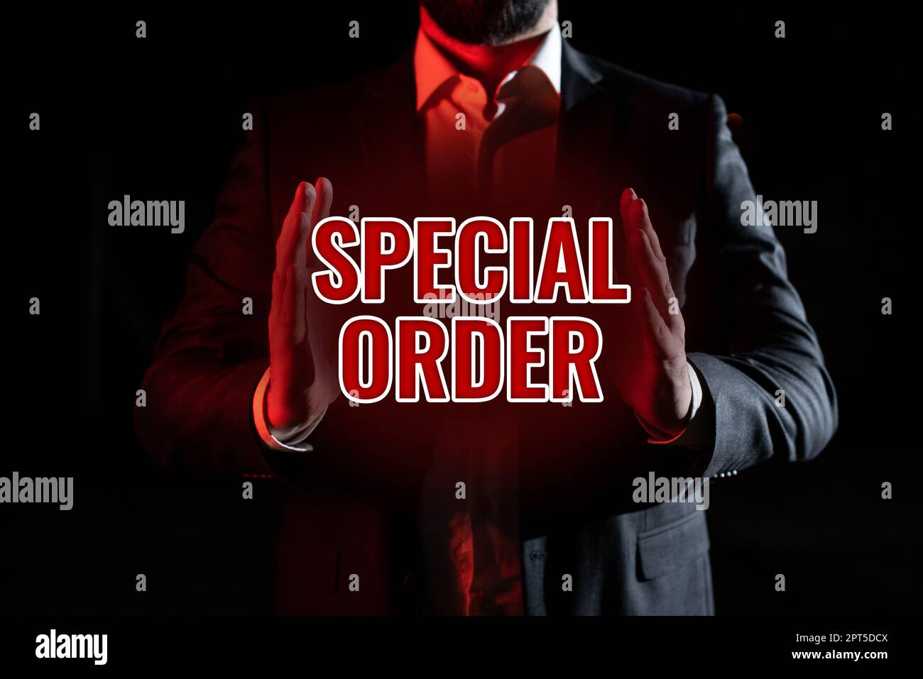 Text sign showing Special Order, Business idea Specific Item Requested ...