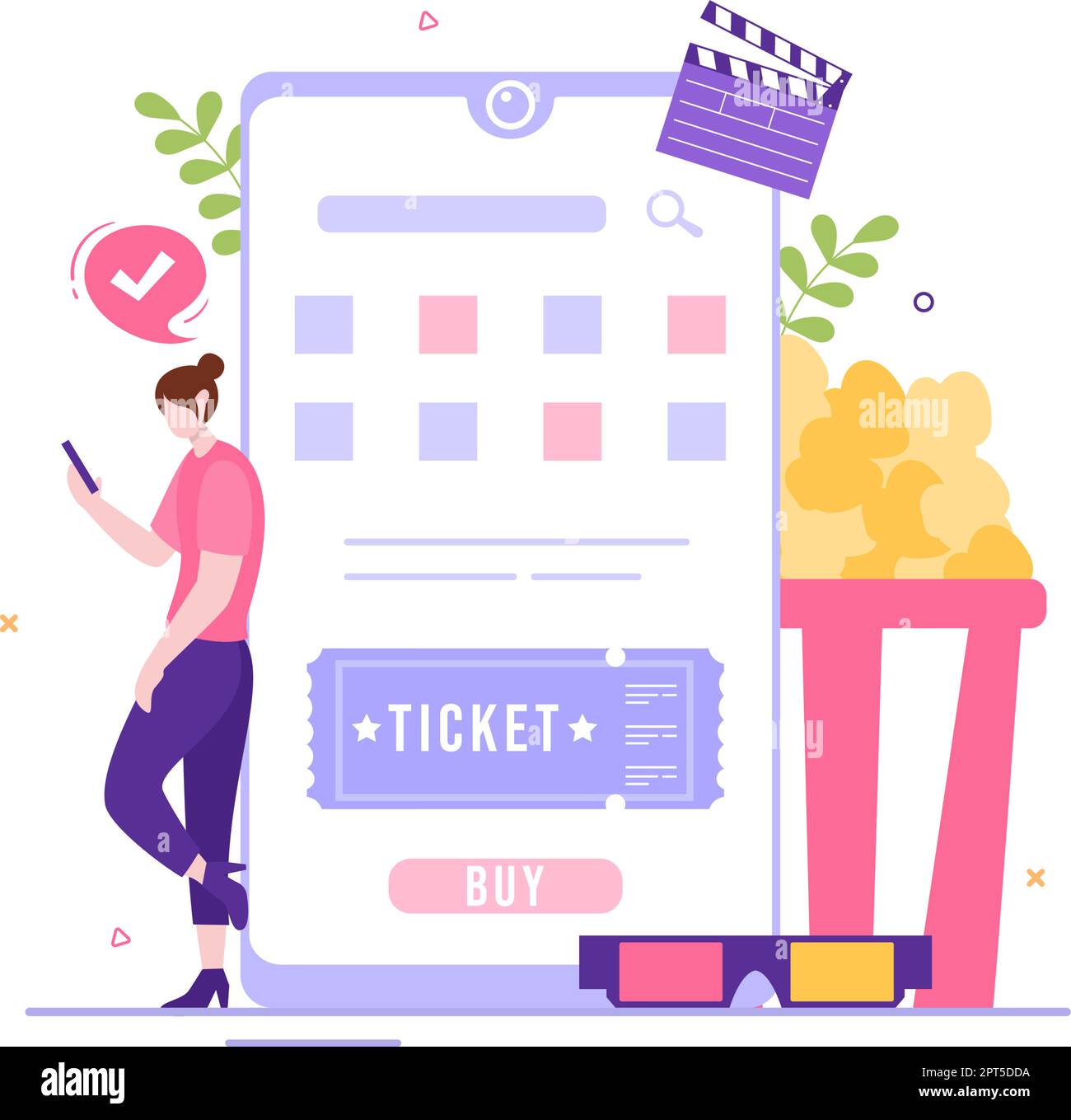 Cinema Ticket Movie for Film Entertainment, Popcorn and Strip ...