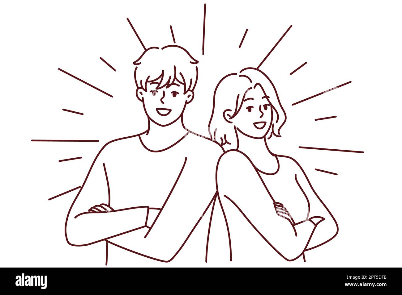 Portrait of smiling couple posing together feeling positive and ...