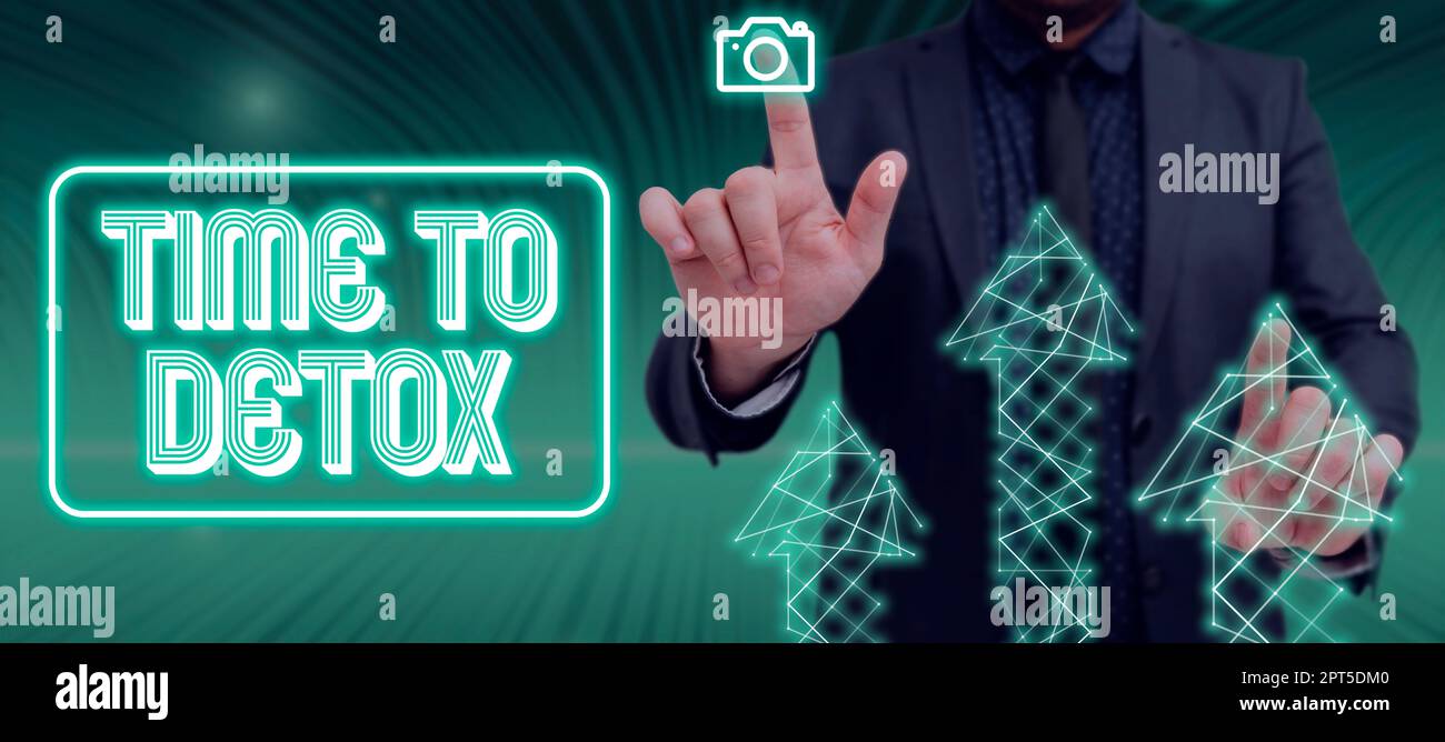 Hand writing sign Time To Detox, Business idea Moment for Diet ...