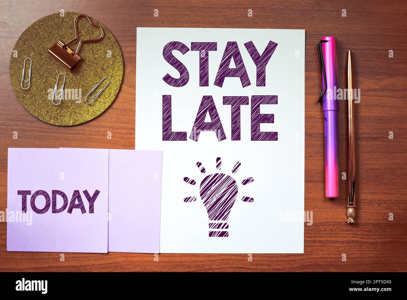 Inspiration showing sign Stay Late, Business approach A routine in ...