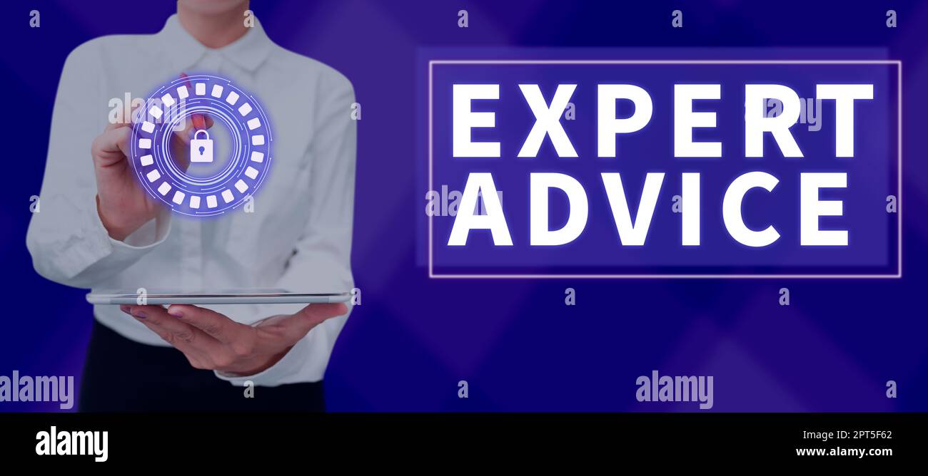 Text caption presenting Expert Advice, Business idea Sage Good Word Professional opinion ...