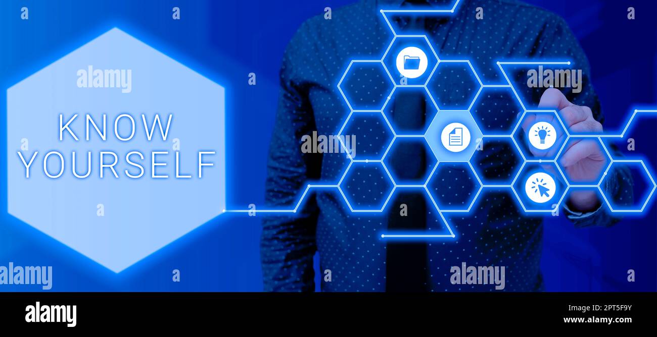 Text sign showing Know Yourself, Business overview Find You ...