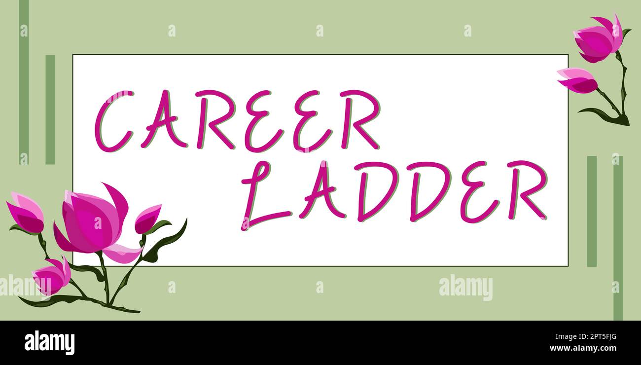 Sign displaying Career Ladder, Business overview Job Promotion ...